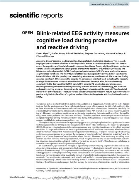 Pdf Blink Related Eeg Activity Measures Cognitive Load During Proactive And Reactive Driving