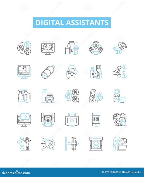 Digital Assistants Vector Line Icons Set Ai Chatbot Cortana Alexa Siri Assistant Digital