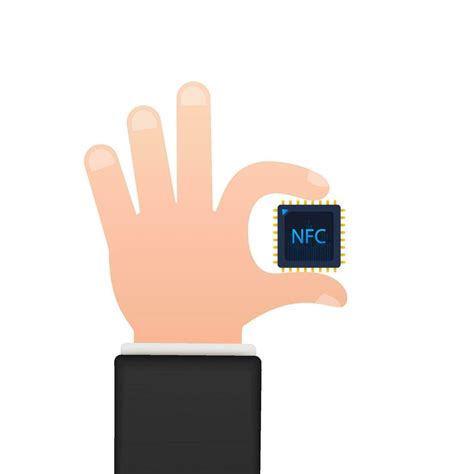 Nfc Processor Icon With Hands Nfc Chip Near Field Communication Vector Stock Illustration