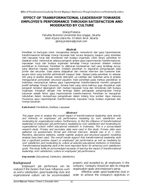En Effect Of Transformational Leadership To Pdf