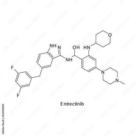 Entrectinib Molecule Flat Skeletal Structure Tyrosine Kinase Egfr Inhibitor Used In Ros 1