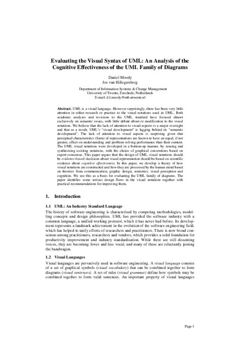 pdf evaluating the visual syntax of uml an analysis of the cognitive