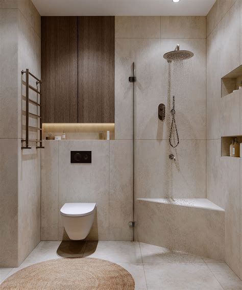 Ванная комната санузел в стиле минимализм с элементами ваби саби Bathroom Interior Bathroom