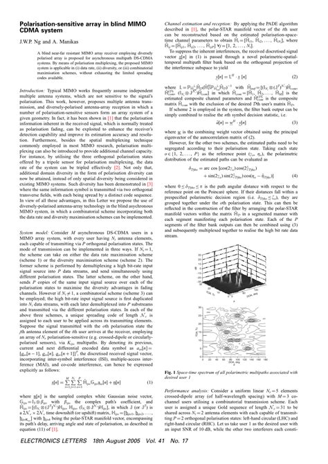 pdf polarisation sensitive array in blind mimo cdma system