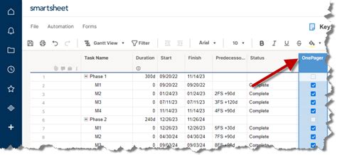 Key Event Map Kem From Smartsheet Onepager