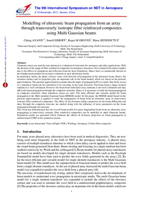 Pdf Modelling Of Ultrasonic Beam Propagation From An Array Through
