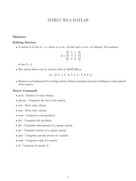 MTH517 WK 6 Lab | PDF | Matrix (Mathematics) | Functional Analysis