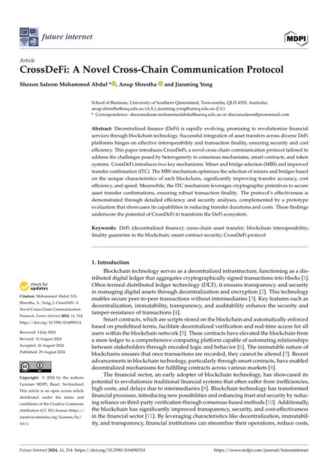 pdf crossdefi a novel cross chain communication protocol