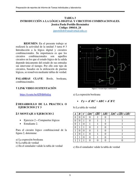 Unidad 3 Tarea 3 Introducción A La Lógica Digital Y Circuitos Combinacionales Pdf