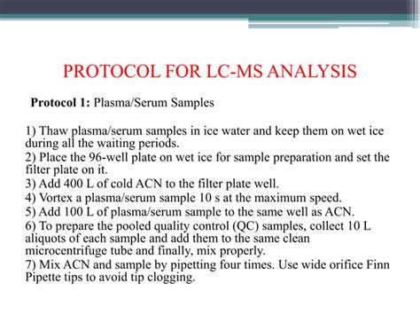 Sample Preparation And Protocols In Metabolite Identification Pptx