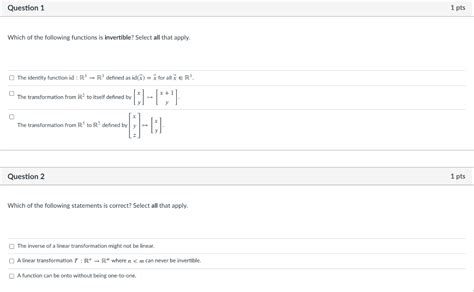 Solved Question Pts Which Of The Following Functions Is Chegg