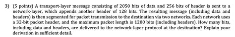 Solved 3 5 Points A Transport Layer Message Consisting Of