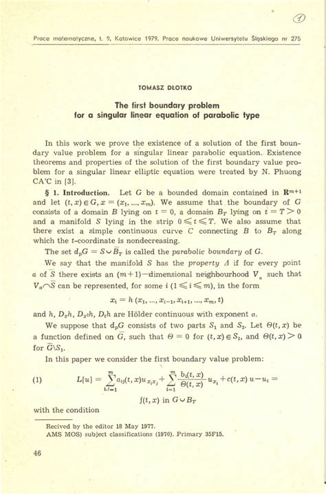 Pdf The First Boundary Problem For A Singular Linear Equation Of
