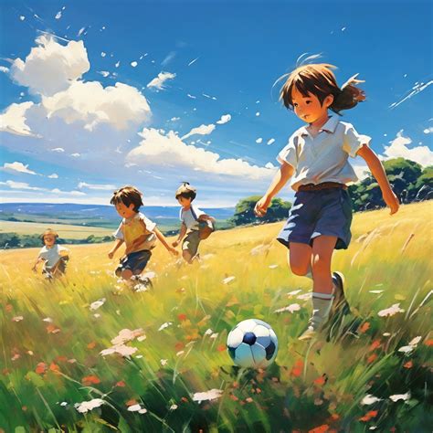Niños jugando a la pelota en el campo de hierba by Alberto Sanz Playground