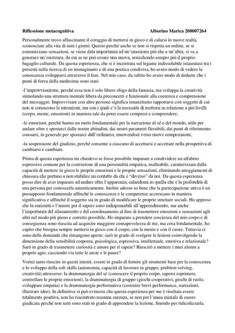 Riflessione Metacognitiva Sullapprendimento Attraverso La Drammaturgia Del Sé E Di Gruppo