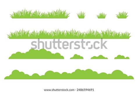 Set Green Grass Designs Isolated On Stock Vector Royalty Free