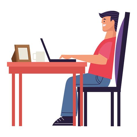 Man Using Laptop Vector Art At Vecteezy