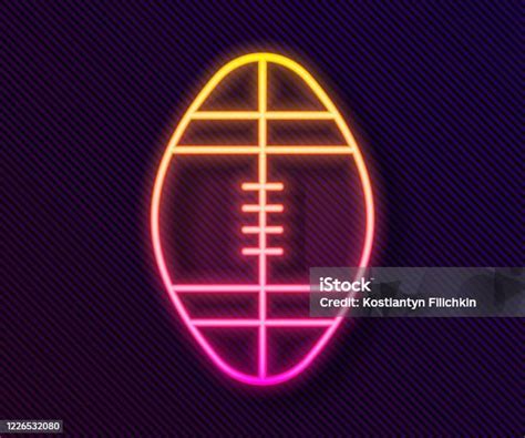 검은 색 배경에 격리 빛나는 네온 라인 럭비 공 아이콘 벡터 일러스트레이션 가죽에 대한 스톡 벡터 아트 및 기타 이미지 가죽