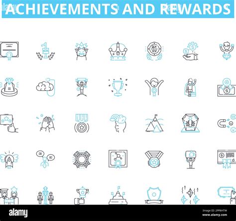 Achievements And Rewards Linear Icons Set Accomplished Successful