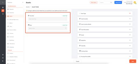 Custom Asset Field Facilitybot Facilities Management Software