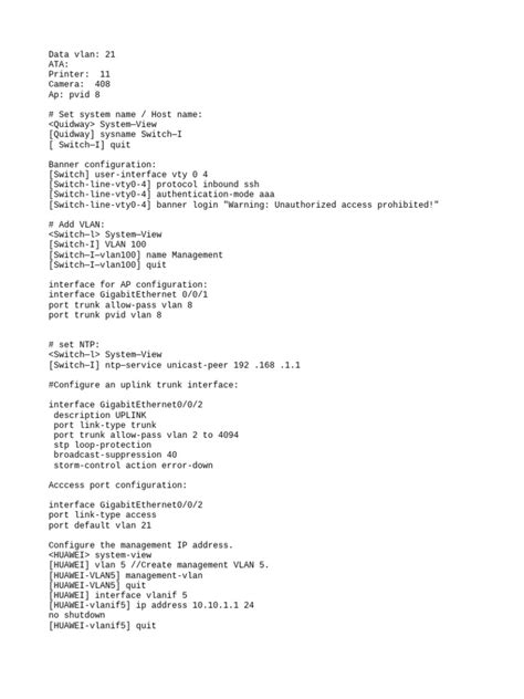 switch configuration commands pdf