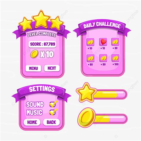 Interface Elements Vector Hd Png Images Vector Game Template Gui Kit