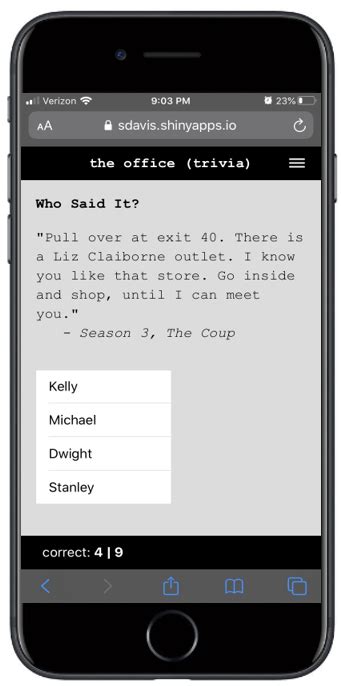 the office trivia mobile friendly 2020 shiny contest submission