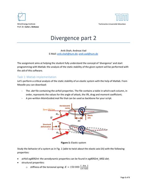 Exercise 01 Part2 Divergence Aeroelasticity Tum Studocu