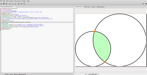 Tikz Pgf How To Identify The Points Of Intersection Between Two Circles And Coloring The