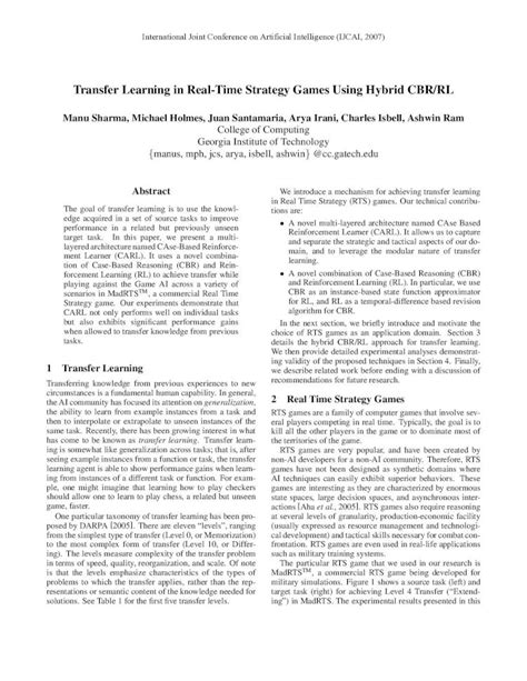 Pdf Transfer Learning In Real Time Strategy Games Using Hybrid