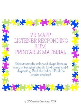 VB MAPP Listener Responding 3 11M Printable Materials By CC Creative Creations
