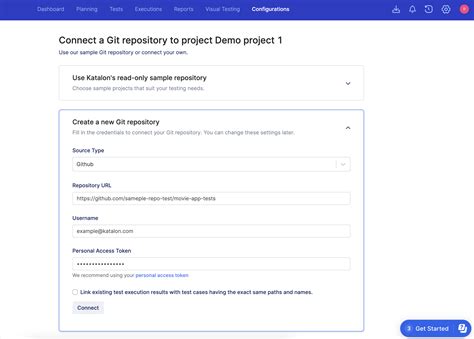 Configure A Git Repository In TestOps Katalon Docs