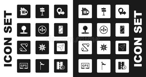 Set Location With House Road Traffic Sign Push Pin City Map Navigation Infographic Of City