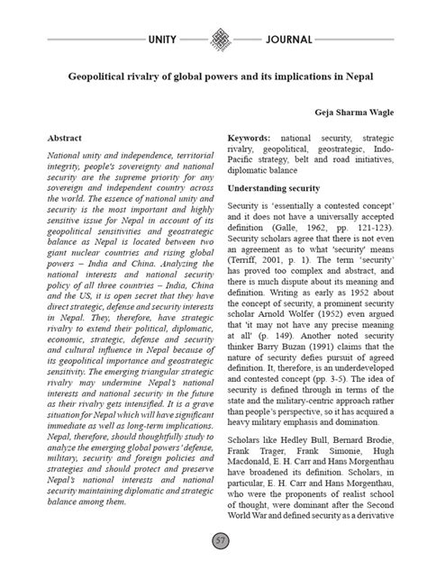 Geopoliticalrivalryofglobalpowersan Pdf Geopolitics Nepal