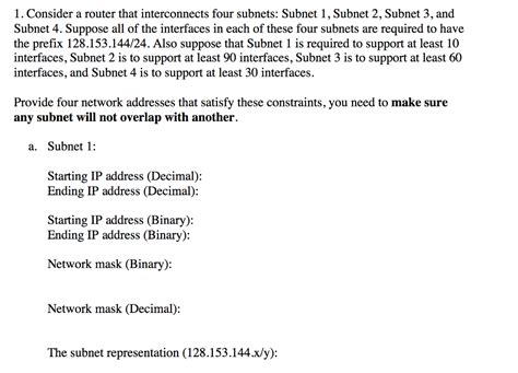 solved 1 consider a router that interconnects four subnets