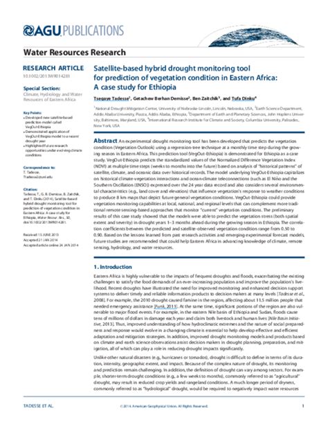 Pdf Satellite Based Hybrid Drought Monitoring Tool For Prediction Of Vegetation Condition In