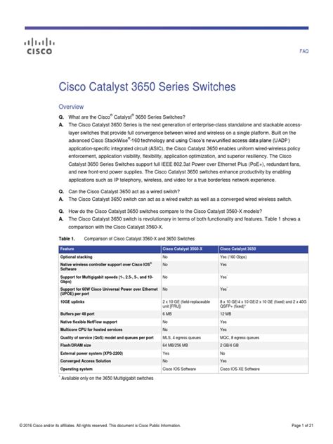 Cisco Catalyst 3650 Series Switches Pdf Network Switch Cisco Systems
