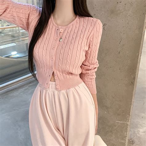 홀리 6color 색감깡패러블리키치🎀 라이크 꽈배기 크롭 가디건 라운드넥 간절기 파스텔톤 봄데이트룩 데일리룩 긴팔