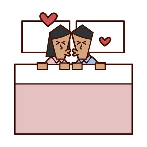 침대에서 키스하는 커플의 일러스트 무료 일러스트 소재집 Kukukeke