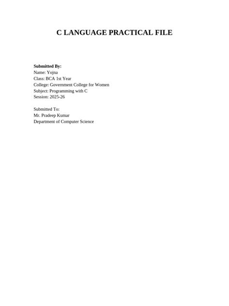 C Programming Practical File 2025 26 Pdf Integer Computer Science
