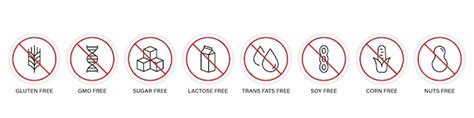 Набор наклеек для продуктов без аллергенов Бесплатно векторы