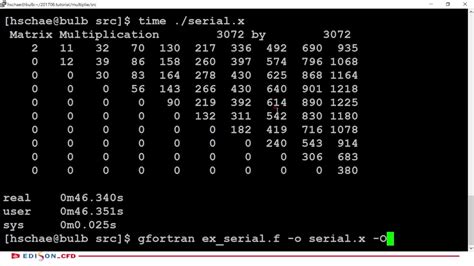 Edisoncfd 실습 Matrix Multiplicationfortran Example 2 Youtube