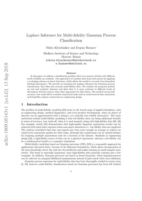 Pdf Laplace Inference For Multi Fidelity Gaussian Process Classification