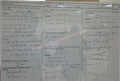 Engineering Mathematics Final Exam Questions Vize Ve Final Soruları Paylaşım Portalı Çözümlü