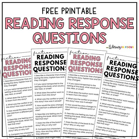 Reading Response Questions For Any Fiction Book Literacy In Focus