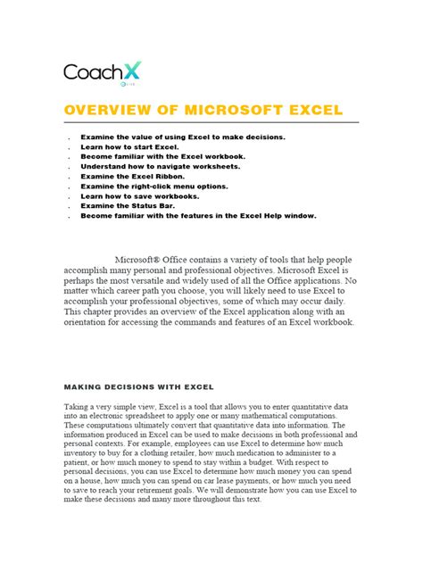 excel notes1 overview of basics of excel pdf microsoft excel