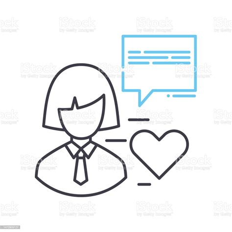 배려 하는 태도 선 아이콘 개요 기호 벡터 일러스트 레이 션 개념 기호 Mental Wellbeing에 대한 스톡 벡터 아트 및