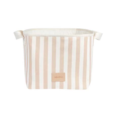 Nobodinoz Django Toy Basket In Taupe Stripes Solsken Dreams