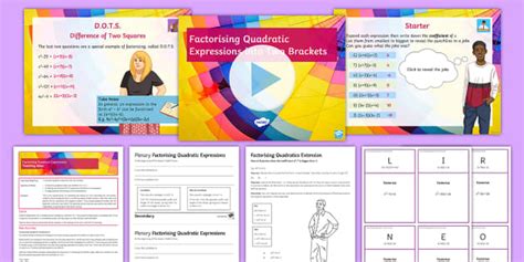 Factorising Quadratic Expressions Lesson Pack Maths