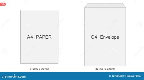C4 Blank Mockup White Letter Paper Envelope Vector Template Of A4 C4